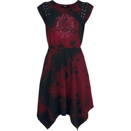 Black Premium by EMP Rooted in Reverence Dress with Embroidery, Lacing & Sharkbite hem Kurzes Kleid schwarz rot in M Q226-000557