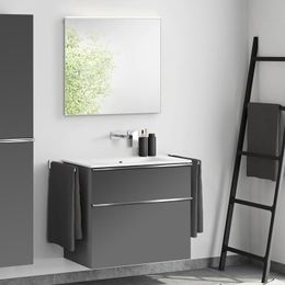 Duravit ME by Starck Waschtisch, evineo ineo4 Unterschrank B: 83 cm, mit Griff, mit Spiegel,, 233683AC60+BE0266AN+BEA010MI,