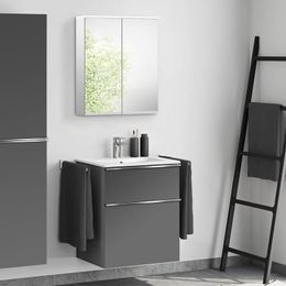 Duravit ME by Starck Waschtisch, evineo ineo4 Unterschrank B: 63 cm, mit Griff, mit Spiegelschrank,, 233663AA00+BE0265AN+BEA001MI,