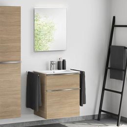 Duravit ME by Starck Waschtisch, evineo ineo4 Unterschrank B: 63 cm, mit Griff, mit Spiegel,, 233663AA00+BE0265OA+BEA009MI,