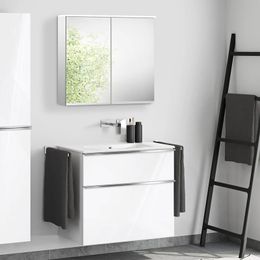 Duravit ME by Starck Waschtisch, evineo ineo4 Unterschrank B: 83 cm, mit Griff, mit Spiegelschrank f&uuml;r die Schweiz,, 233683AA60+BE0266WH+BEA041MI,