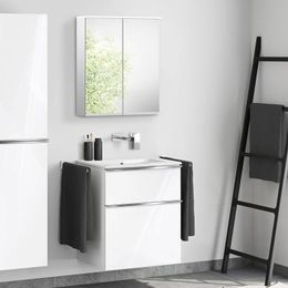 Duravit ME by Starck Waschtisch, evineo ineo4 Unterschrank B: 63 cm, mit Griff, mit Spiegelschrank,, 233663AA60+BE0265WH+BEA001MI,