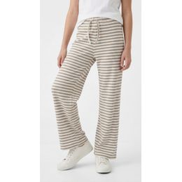 Jerseyhose name it "NKFSURAJA STRAIGHT PANT NOOS", M&auml;dchen, Gr. 92, N-Gr, grau (mocha meringue), Rippware, Obermaterial: 95% Baumwolle, 5% Elasthan, geringelt, gestreift, straight fit kn&ouml;chellang, Hosen Jerseyhose