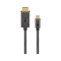 goobay USB Textil-Adapterkabel, USB-C Stecker > HDMI Stecker, 4K / 60Hz schwarz/silber, 3 Meter
