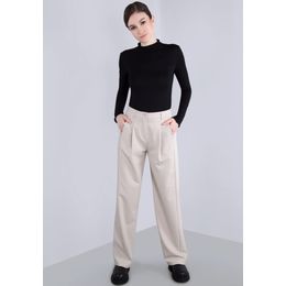 Bundfaltenhose Imperial, Damen, Gr. L (40), N-Gr, beige (mastice), Web, Obermaterial: 72% Polyester, 23% Viskose, 5% Elasthan, unifarben, l&auml;ssig geschnitten, Hosen Bundfaltenhose, mit weitem Bein