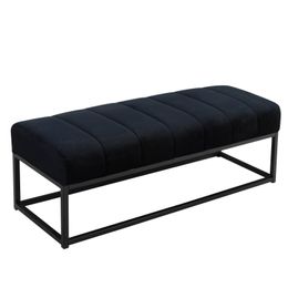 Wohnling WL7.010 Sitzbank Samt 108x40x40 cm Polsterbank mit Metallgestell Schwarz