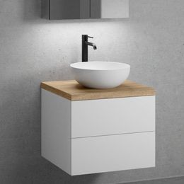 neoro n50 Unterschrank B: 60 cm mit 2 Ausz&uuml;gen, Waschtisch &Oslash; 45 cm wei&szlig; matt,, BN0106WM+BN0421WM+BN0401W1,