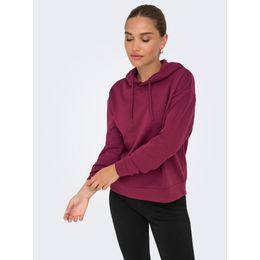 Kapuzensweatshirt Only Play "ONPLOUNGE LS HOOD SWEAT - NOOS", Damen, Gr. XL, pink (rhododendron), Sweatware, Obermaterial: 80% Polyester, 15% Viskose, 5% Elasthan, unifarben, regular fit normal, Rundhals, angesetztes B&uuml;ndchen, Sweatshirts Kapuzensweatshirt