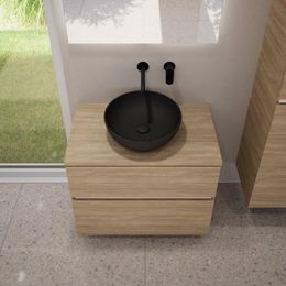 evineo ineo5 evo Unterschrank B: 80 cm mit 2 Ausz&uuml;gen, ineo6 Waschtisch &Oslash; 41,5 cm schwarz matt,, BE0957OA+BE0963OA+BE0936BM,