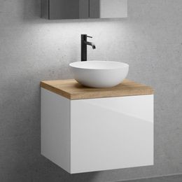 neoro n50 Unterschrank B: 60 cm mit 1 Auszug, Waschtisch &Oslash; 40 cm wei&szlig; matt,, BN0064WM+BN0431WH+BN0401W1,