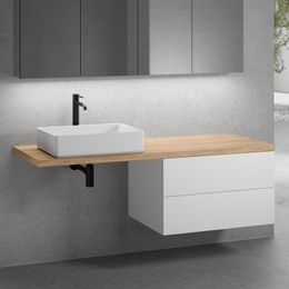 neoro n50 M&ouml;belanlage B: 160 cm, Unterschrank B: 80 cm mit 2 Ausz&uuml;gen, Waschtisch B: 58 cm wei&szlig; matt,, BN0065WM+BN0422WM+BN0405W1,