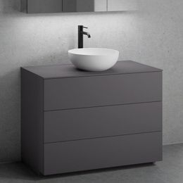 neoro n50 Unterschrank B: 100 cm mit 3 Ausz&uuml;gen, Waschtisch &Oslash; 40 cm wei&szlig; matt,, BN0064WM+BN0453GR+BN0403GR,