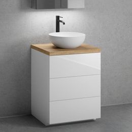 neoro n50 Unterschrank B: 60 cm mit 3 Ausz&uuml;gen, Waschtisch &Oslash; 40 cm wei&szlig; matt,, BN0064WM+BN0451WH+BN0401W1,