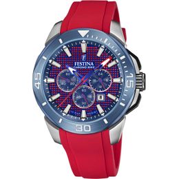 Chronograph Festina "Chrono Bike", rot, Armbanduhren, Herren, Chronograph, Armbanduhr, Quarzuhr, Herrenuhr, Stoppfunktion, bis 10 bar wasserdicht