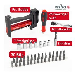 wiha ProBuddy&reg; Evo 40-tlg. Bit- & Steckschl&uuml;ssel-Set 1/4" SoftFinish Schraubendrehergriff, Mini-Ratsche 72 Z&auml;hne, magnetischer Bithalter I Kompaktes W (46960)