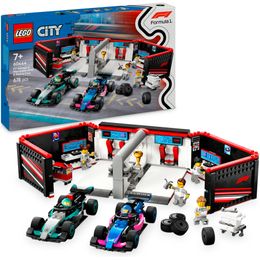 Konstruktionsspielsteine Lego "F1 Garage mit Mercedes-AMG & Alpine Rennautos (60444), Lego City", bunt, Spielbausteine, Kinder, Kunststoff, Konstruktionsspielsteine, Made in Europe