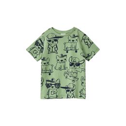 Kurzarmshirt s.Oliver JUNIOR, Jungen, Gr. 104/110, gr&uuml;n aop, Jersey, Obermaterial: 100% Baumwolle, bedruckt, normal h&uuml;ftbedeckend, Rundhals, Shirts Kurzarmshirt, mit Allover-Prints, for Boys