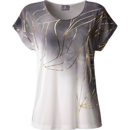 CR&Eacute;ATION L Damen Print-Shirt mit Foliendruck hellgrau-schwarz-bedruckt Gr&ouml;&szlig;e 54