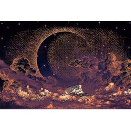 Fototapete ARCHITECTS PAPER "Atelier 47 Moon Sky 2", bunt (lila, orange, wei&szlig;), B:4m L:2,7m, Vlies, Tapeten, Vlies, Wand, Schr&auml;ge, Decke