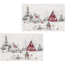 Platzset OTTO HOME "Lealux", bunt, B:45cm L:30cm, Obermaterial: 100% Polyester, Platzsets, 2er Set, Weihnachtlich, bedruckt, weiche Haptik, 45x30