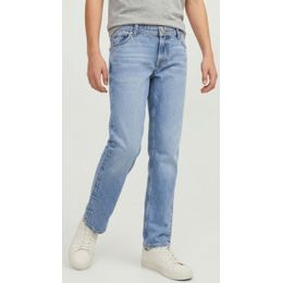 Jack & Jones Relax-fit-Jeans JACK & JONES JUNIOR "JJICHRIS JJORIGINAL MF 920 NOOS JNR", Jungen, Gr. 128, N-Gr, blau denim, Denim/Jeans, Obermaterial: 100% Baumwolle, Abriebeffekte, relaxed fit lang, Jeans