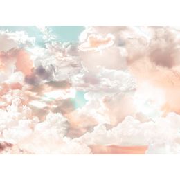 Vliestapete Komar "Digitaldruck Vlies - Mellow Clouds - Gr&ouml;&szlig;e 350 x 250 cm", bunt (rosa, blau, wei&szlig;), B:350m L:250m, Vlies, Tapeten, Wohnzimmer, Schlafzimmer