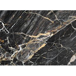 Livingwalls Fototapete LIVING WALLS "Designwalls Black gelb Marble", schwarz (schwarz, gold), B:3,5m L:2,55m, Vlies, Tapeten, Vlies, Wand, Schr&auml;ge, Decke