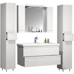 Waschtisch Vcm "5-tlg. Waschplatz Waschtisch Schubladen Silora XL", wei&szlig;, B:160cm T:46cm, Schr&auml;nke, Waschtisch