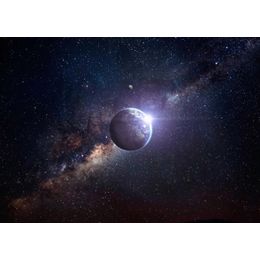 Fototapete papermoon "PLANETEN-ERDE GALAXIE MILCH STRA&szlig;E WELTALL UNIVERSUM", bunt, B:4,5m L:2,8m, Vlies, Tapeten