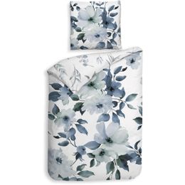 Bettw&auml;sche HECKETT & LANE "Kristoffer", blau, B/L: 155cm x 220cm, 1 Stk., 1 Stk., Mako-Satin, B/L: 80cm x 80cm, 2 Stk., Mako-Satin, Obermaterial: 100% Baumwolle, Bettw&auml;sche, Bettw&auml;sche, 100% Baumwolle, hochwertiges Mako-Satin, Bettw&auml;sche ab 135x200 cm.