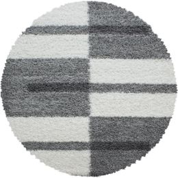 Hochflor-Teppich Ayyildiz Teppiche "Gala Shaggy 2505", grau (hellgrau), H:30mm &Oslash;:120cm, Kunstfaser, Teppiche, Wohnzimmer