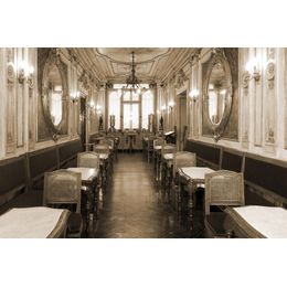 Fototapete papermoon "Vintage Cafe Interieur", bunt, B:5m L:2,8m, Vlies, Tapeten