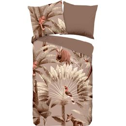 Wendebettw&auml;sche Good Morning "Fuji", grau (taupe), B/L: 155cm x 220cm, 1 Stk., 1 Stk., Renforc&eacute;, B/L: 80cm x 80cm, 2 Stk., Renforc&eacute;, Obermaterial: 100% Baumwolle, Bettw&auml;sche, Wendebettw&auml;sche, 100% Baumwolle, Renforc&eacute;, 135x200, Rei&szlig;verschluss, Wendeoptik, Taupe
