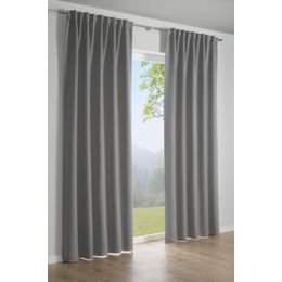 Gardine SEHLBACH "Schal Dimout Uni" Gr. 2, grau, B:140cm H:245cm, Polyester, Gardinen, Gardine, mit Gardinenband und verdeckten Schlaufen