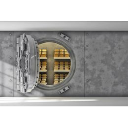 Fototapete papermoon "tresor mit Goldbarren", bunt, B:4,5m L:2,8m, Vlies, Tapeten