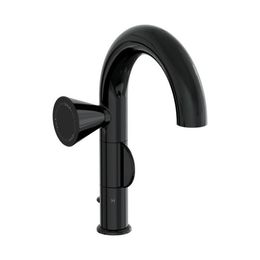 Vitra Liquid Waschtisch-Einhebelmischer A4278639 Ausladung 175mm, Einlochmontage, mit Ablaufgarnitur G 1 1/4, schwarz hochglanz