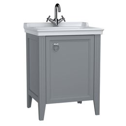 Vitra Valarte Waschtisch-M&ouml;bel-Set 62260 64,5 x 53 x 88 cm, rechts, Korpus grau matt/Waschtisch wei&szlig; hochglanz