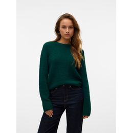 V&eacute;ro Moda Strickpullover VERO MODA "VMNOVAH LS O-NECK PULLOVER GA NOOS", Damen, Gr. S, gr&uuml;n (pine grove), Strick, Obermaterial: 70% Polyester, 21% Nylon, 8% Wolle, 1% Elasthan, unifarben, regular fit taillenbedeckt, Rundhals, Pullover Strickpullover