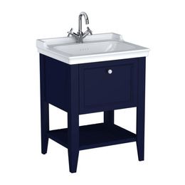Vitra Valarte Waschtisch-M&ouml;bel-Set 65775 64,5x53x88cm, 1 Vollauszug, Korpus stahlblau/Waschtisch wei&szlig; hochglanz