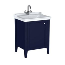 Vitra Valarte Waschtisch-M&ouml;bel-Set 65764 64,5x53x88cm, links, Korpus stahlblau/Waschtisch wei&szlig; hochglanz