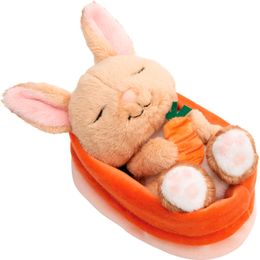 Kuscheltier Nici "Sleeping Pets GREEN, Hase 12 cm", braun (hase mit karotte im k&ouml;rbchen, 12 cm, braun), Pl&uuml;schfiguren, KinderB:8cm H:8cm L:12cm, Pl&uuml;sch, Polyester, Kuscheltier, schlafend im K&ouml;rbchen, B:8cm H:8cm L:12cm