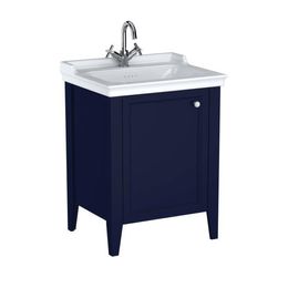 Vitra Valarte Waschtisch-M&ouml;bel-Set 65764 64,5x53x88cm, links, Korpus stahlblau/Waschtisch wei&szlig; hochglanz