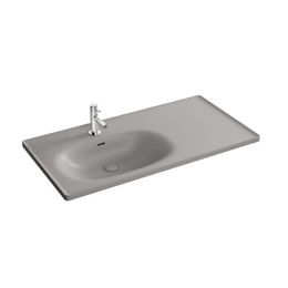 Vitra Equal M&ouml;belwaschtisch 7243B476-0001 100x52cm, Hahnloch/&Uuml;berlaufschlitz, Becken links, Ablage rechts, steingrau matt VC