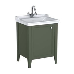 Vitra Valarte Waschtisch-M&ouml;bel-Set 65803 64,5x53x88cm, links, Korpus Vintage gr&uuml;n/Waschtisch wei&szlig; hochglanz