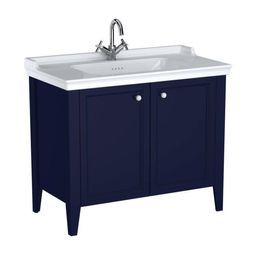 Vitra Valarte Waschtisch-M&ouml;bel-Set 65767 99,5x53x88cm, 2 T&uuml;ren, Korpus stahlblau/Waschtisch wei&szlig; hochglanz