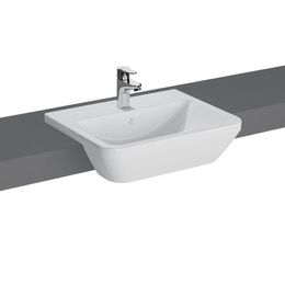Vitra Integra Halbeinbauwaschtisch 7069B003-0001 55x45cm, wei&szlig;, ohne &Uuml;berlauf, 1 Hahnloch mittig