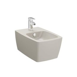 Vitra Metropole Wand-Bidet 5675B020-1046 36x56cm, &Uuml;berlauf, 1 Hahnloch mittig, taupe matt