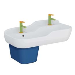 Vitra Sento Kids Reihen-Waschtisch 7351B003-1740 85,5x40,5cm, 2 H&ouml;hen, je 1 Hahnloch mittig, wei&szlig; hochglanz, mit &Uuml;berlauf