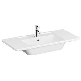 Vitra Integra M&ouml;belwaschtisch 7057B003-0001 100 x 46,5 cm, wei&szlig;, &Uuml;berlauf/Hahnloch mittig