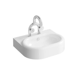 Vitra Liquid Waschtisch 7316B403-1740 60x50x15cm, mit &Uuml;berlauf, wei&szlig; hochglanz VC, 2 Hahnl&ouml;cher, Stichma&szlig; 150 mm